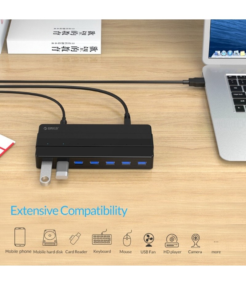 ORICO H7928 U3 7 ports USB3.0 HUB de bureau avec adaptateur secteur 12V HUB USB 3.0-in Hubs USB ...