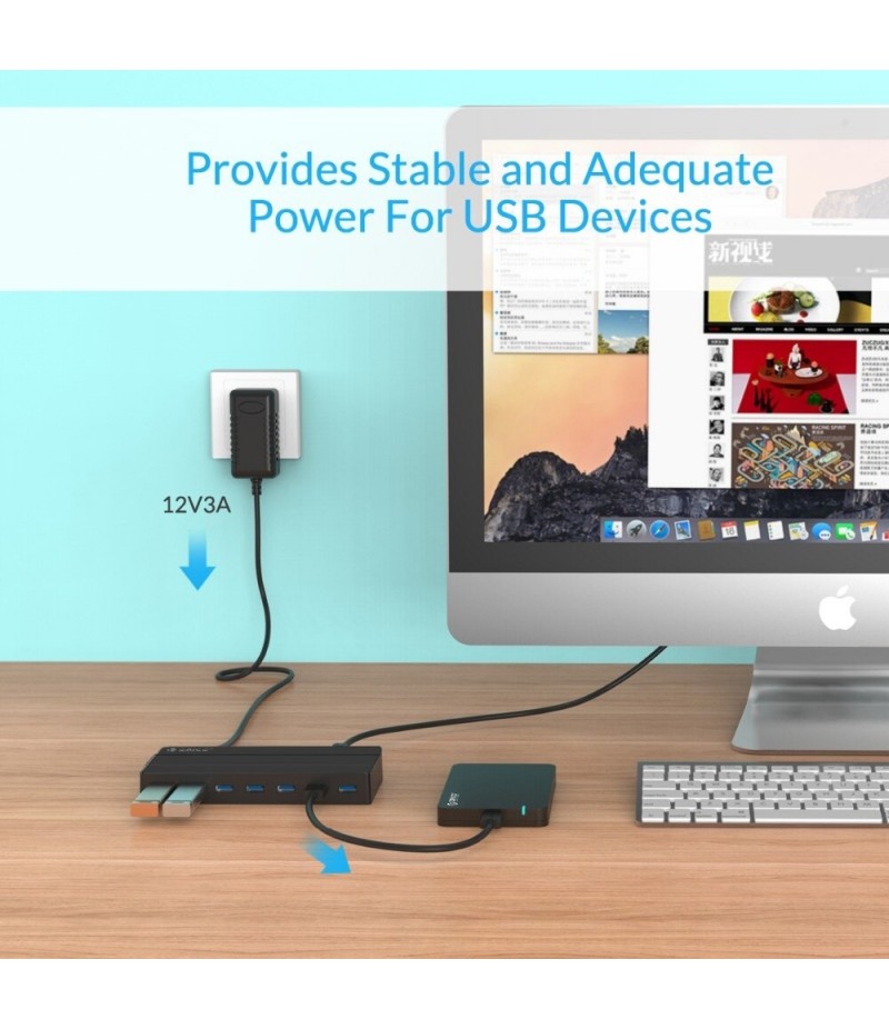 ORICO H7928 U3 7 ports USB3.0 HUB de bureau avec adaptateur secteur 12V ...